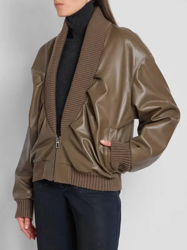 Victoria Beckham Leather Bomber Jacket