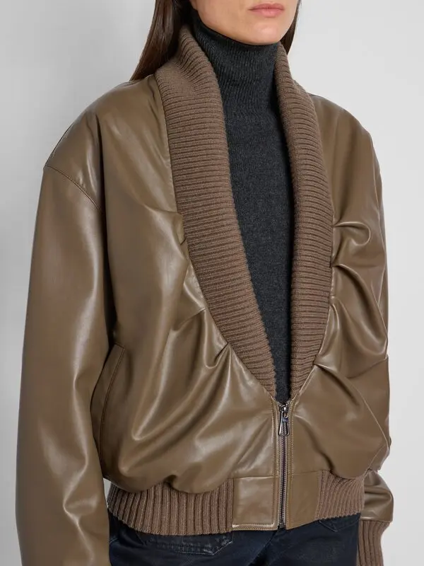 Victoria Beckham Leather Bomber Jacket