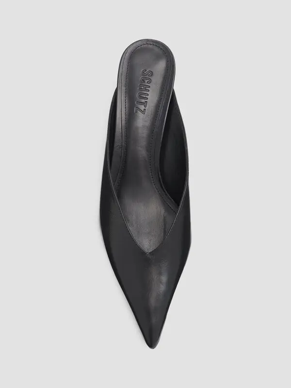 Schutz Loren Mid 90mm Leather Stiletto Mules