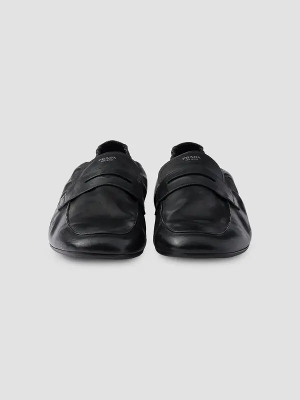 Prada Shuffle Antiqued Leather Loafers - Black