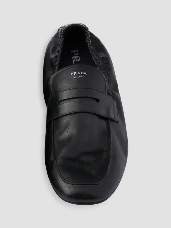 Prada Shuffle Antiqued Leather Loafers - Black