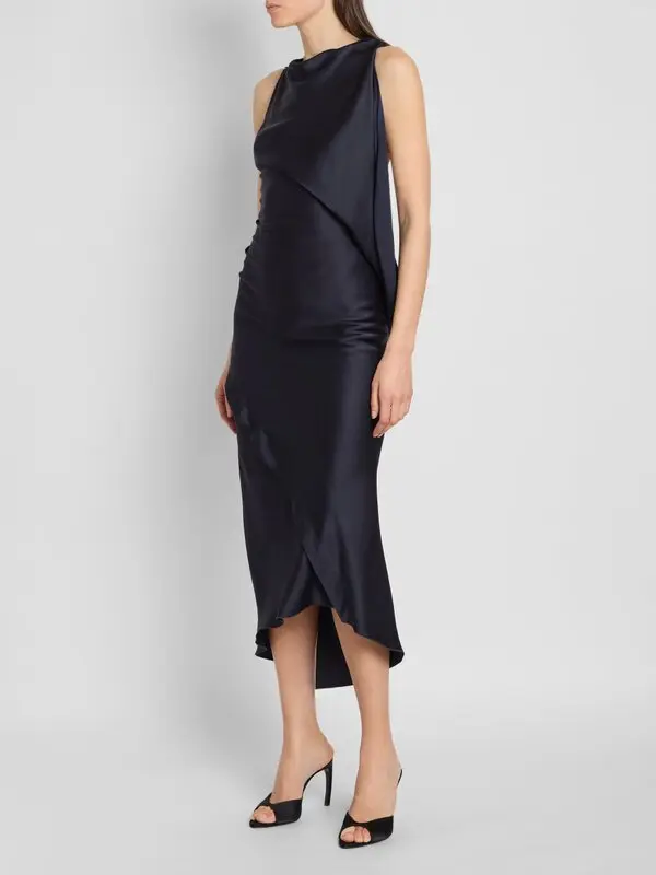 Victoria Beckham Kyra Satin Asymmetric Midi Dress
