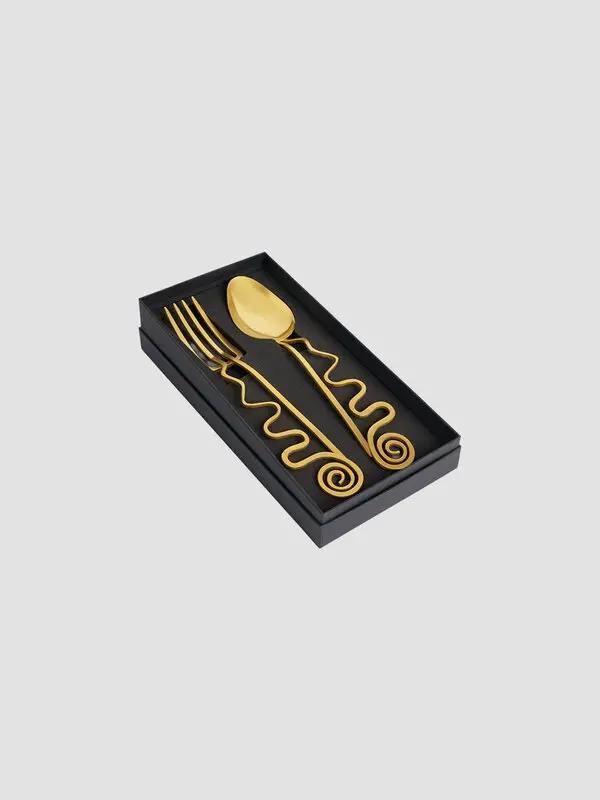 L'Objet Spirale 2-piece 24k--plated Serving Set