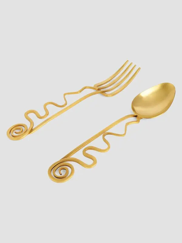 L'Objet Spirale 2-piece 24k--plated Serving Set