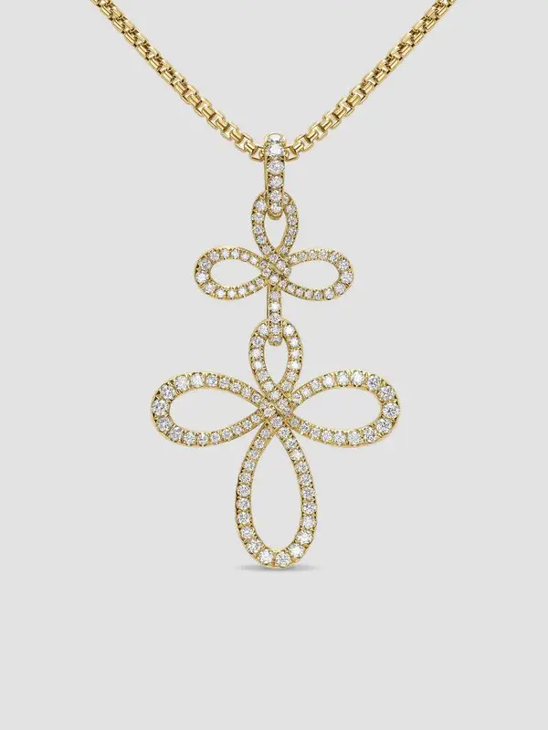 David Yurman Wisteria Pendant Necklace In 18k Yellow Gold With Diamonds, 38.2mm - Diamond