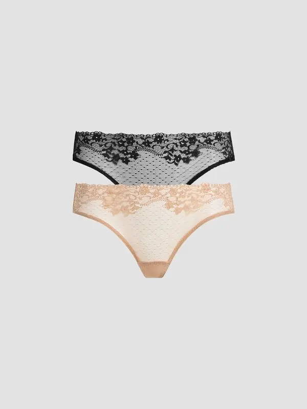 Commando 2-pack Lace-trim Thong Set