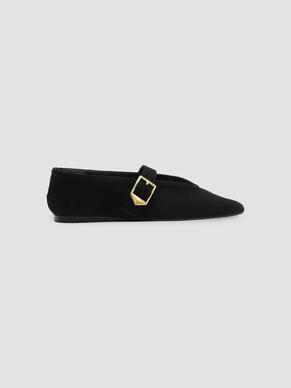 Schutz Vick Suede Ballerina Flats - Black