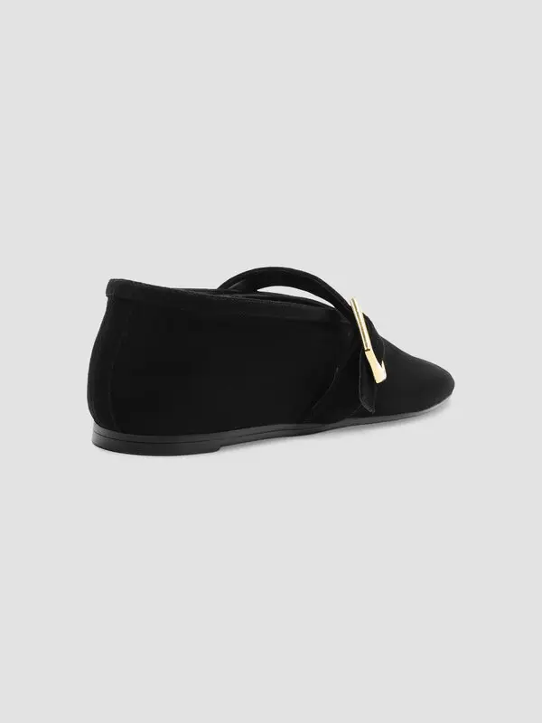 Schutz Vick Suede Ballerina Flats - Black
