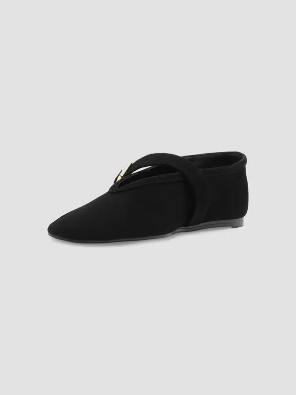 Schutz Vick Suede Ballerina Flats - Black