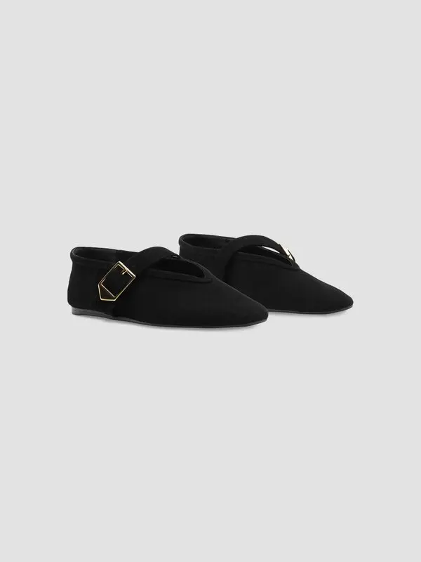 Schutz Vick Suede Ballerina Flats - Black