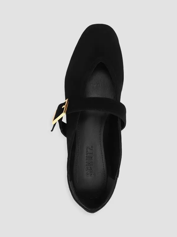 Schutz Vick Suede Ballerina Flats - Black