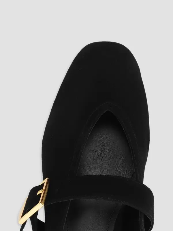 Schutz Vick Suede Ballerina Flats - Black