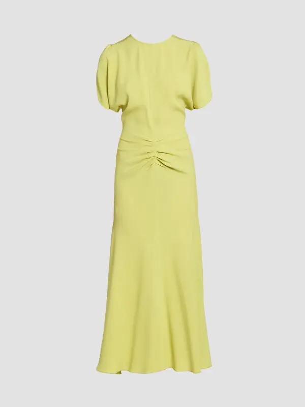 Victoria Beckham Bela Crêpe Gathered Midi Dress - Chartreuse