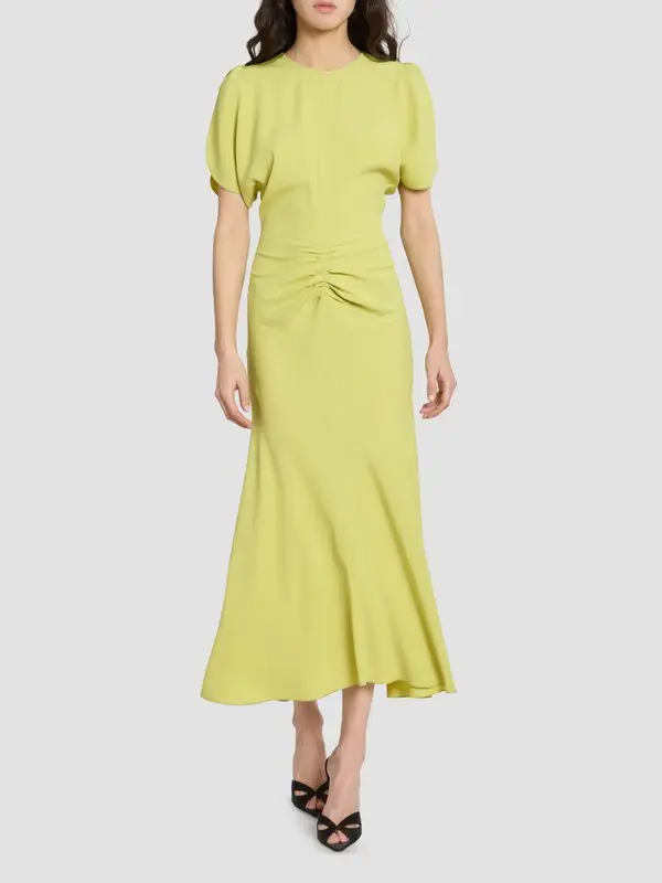 Victoria Beckham Bela Crêpe Gathered Midi Dress