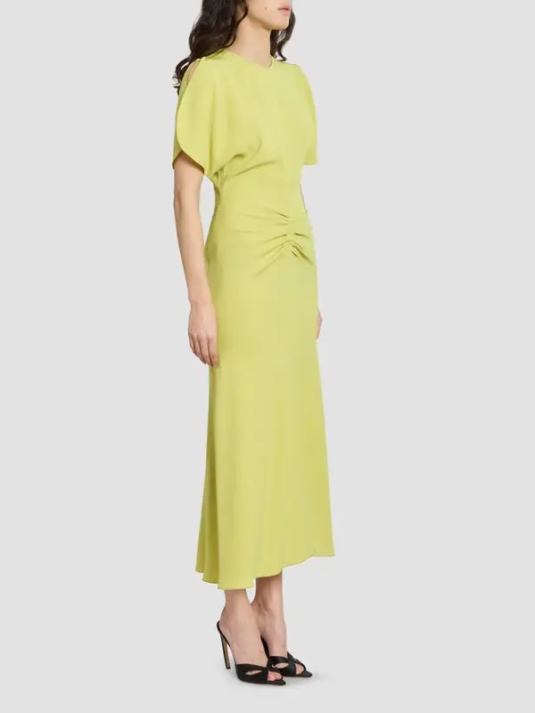 Victoria Beckham Bela Crêpe Gathered Midi Dress