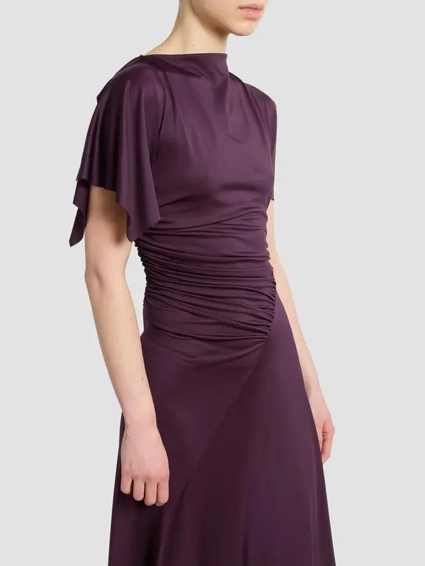 Victoria Beckham Asymmetric Ruched Midi Dress
