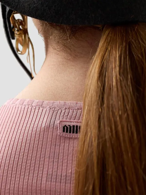 Miu Miu Silk V Neck Sweater - Pink