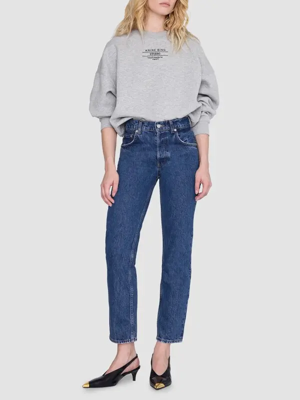 ANINE BING Miles Studio Cotton-blend Sweatshirt