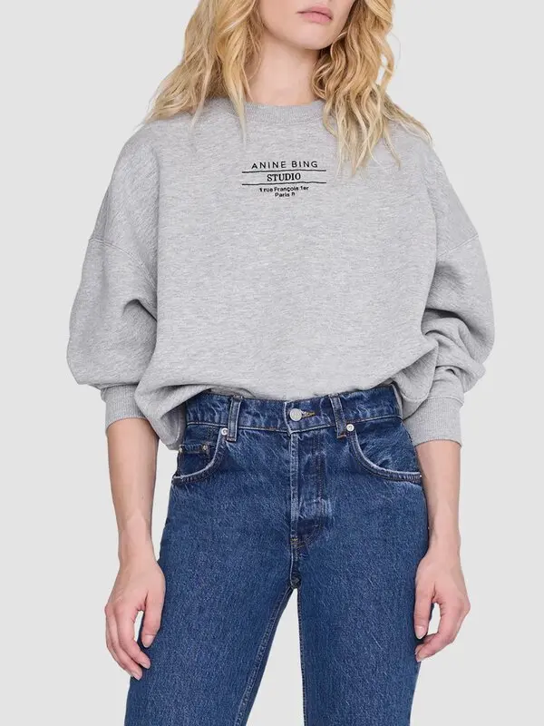 ANINE BING Miles Studio Cotton-blend Sweatshirt