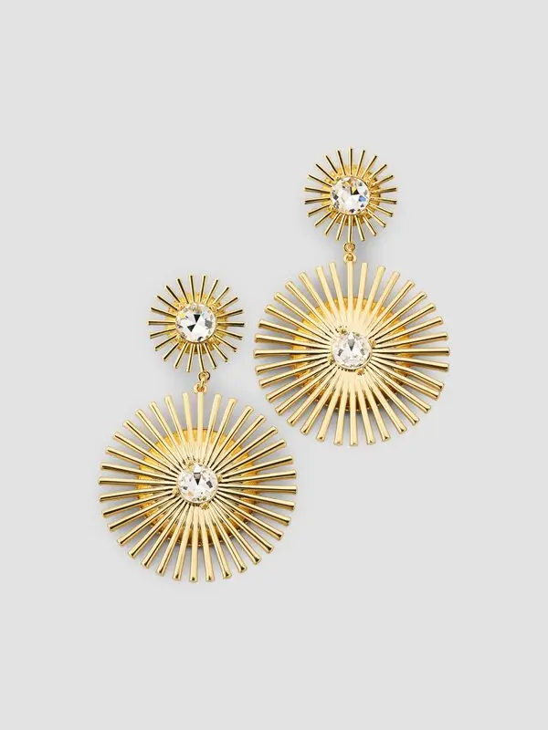KENNETH JAY LANE Goldtone & Glass Crystal Sunburst Drop Earrings