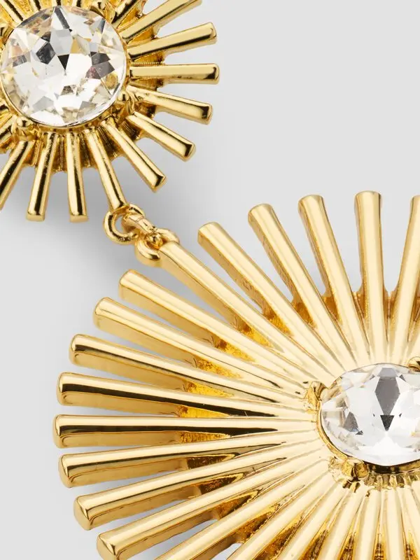 KENNETH JAY LANE Goldtone & Glass Crystal Sunburst Drop Earrings
