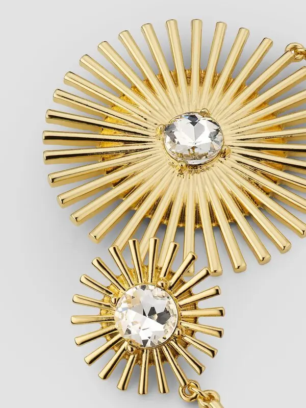 KENNETH JAY LANE Goldtone & Glass Crystal Sunburst Drop Earrings
