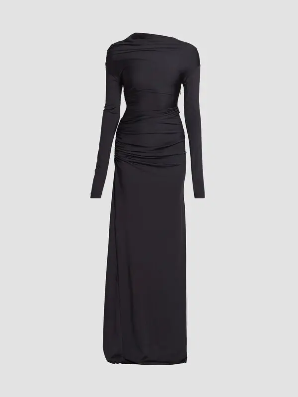 Victoria Beckham Draped Long-sleeve Column Gown