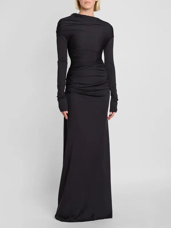 Victoria Beckham Draped Long-sleeve Column Gown