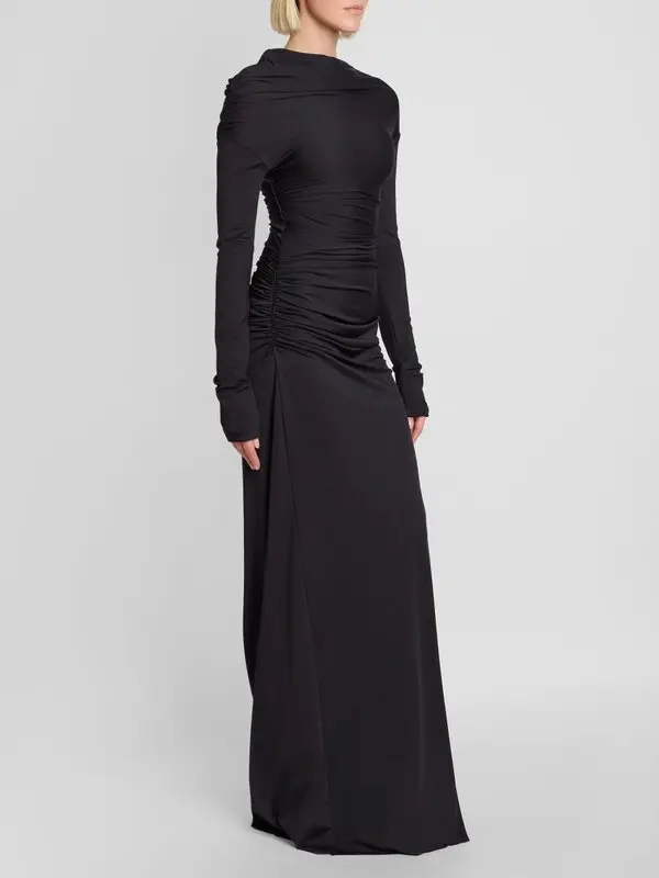 Victoria Beckham Draped Long-sleeve Column Gown
