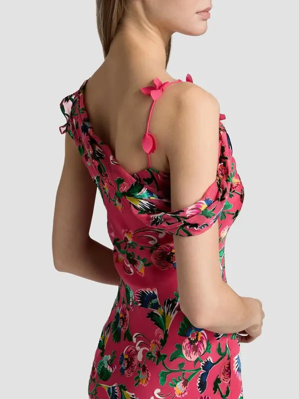 Saloni Seema Floral Asymmetric Ruffle Gown
