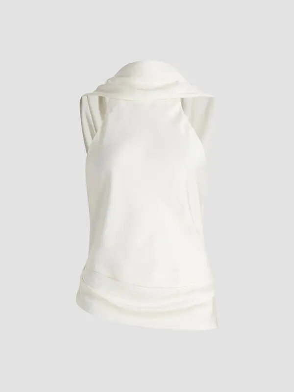 Simkhai Samira Satin Cape Top - Ivory