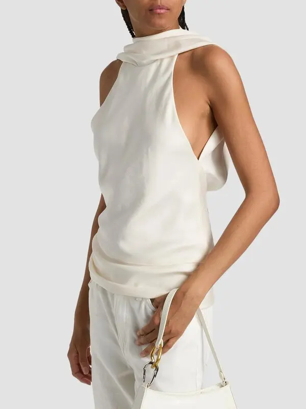 Simkhai Samira Satin Cape Top - Ivory