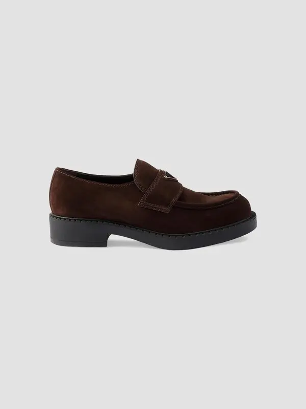 Prada Chocolate Suede Loafers - Brown
