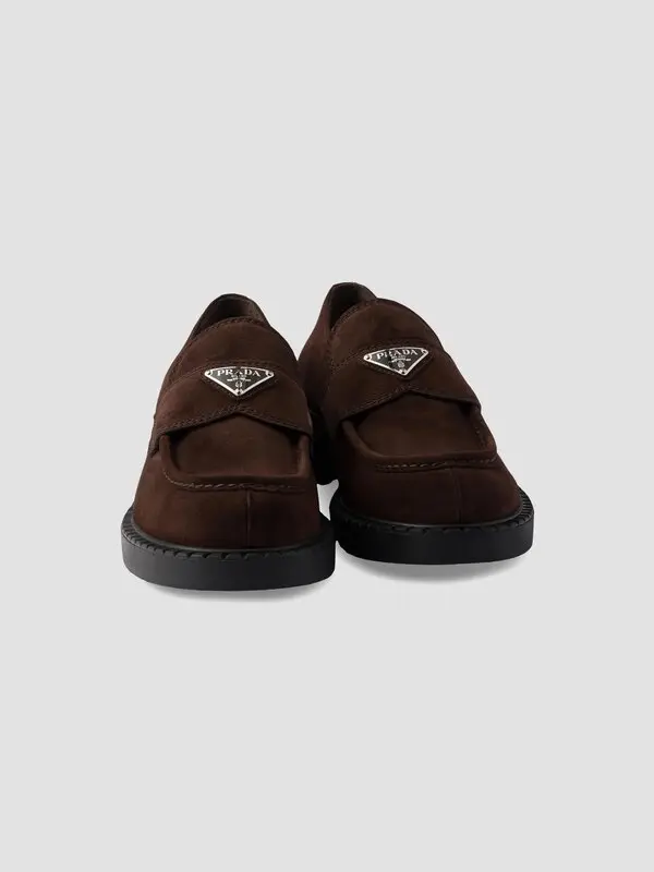 Prada Chocolate Suede Loafers - Brown