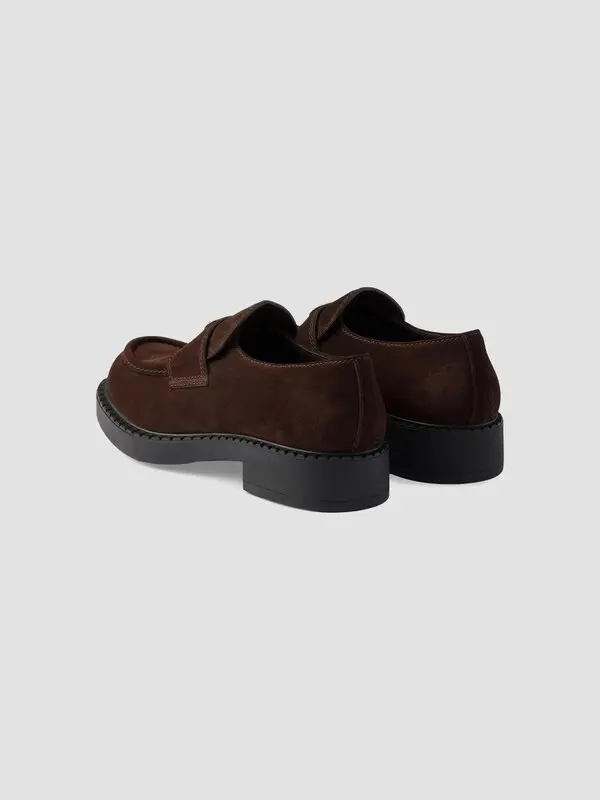 Prada Chocolate Suede Loafers - Brown