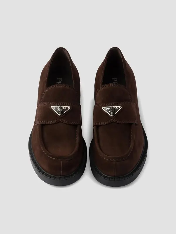 Prada Chocolate Suede Loafers - Brown