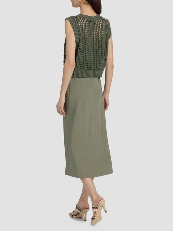 DH New York Mixed-media Cotton Midi-dress - Willow