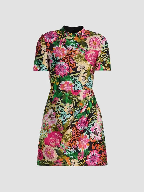 Saloni Floral Draped Minidress - Aster Fuchsia