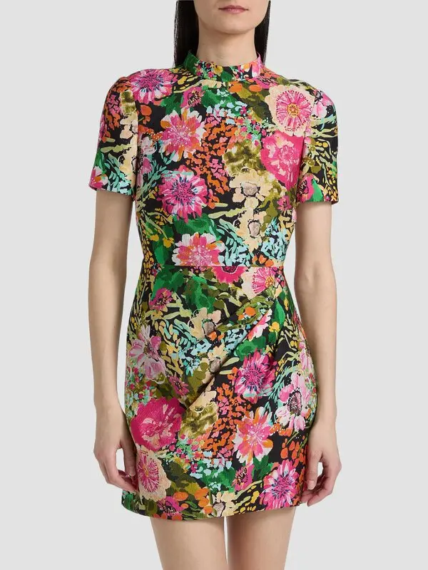 Saloni Floral Draped Minidress - Aster Fuchsia