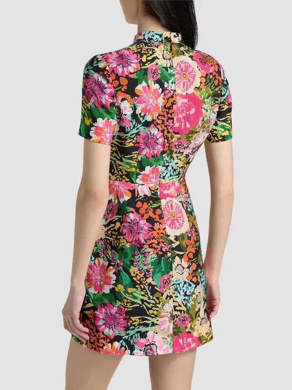 Saloni Floral Draped Minidress - Aster Fuchsia