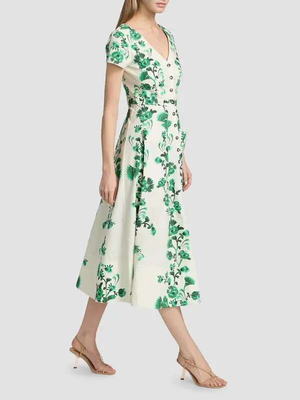 Saloni Zoey Floral Button-front Midi-dress - Saffier Vines