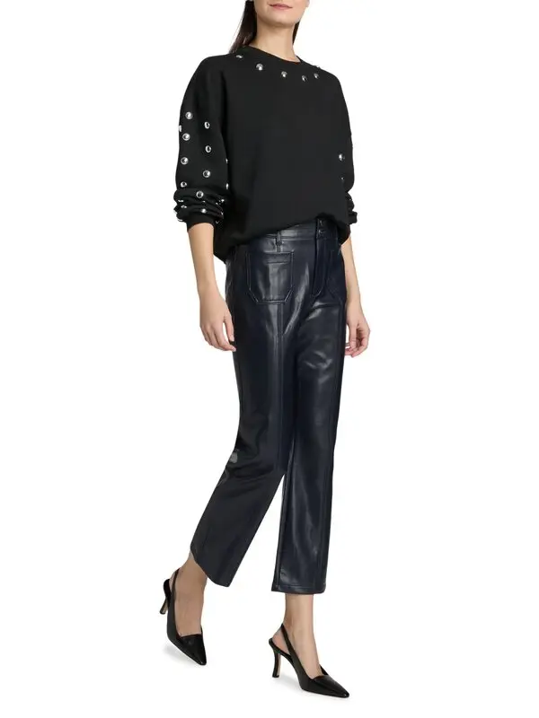 Cinq À Sept Dorothea Faux Leather Cropped Flare Pants - Black