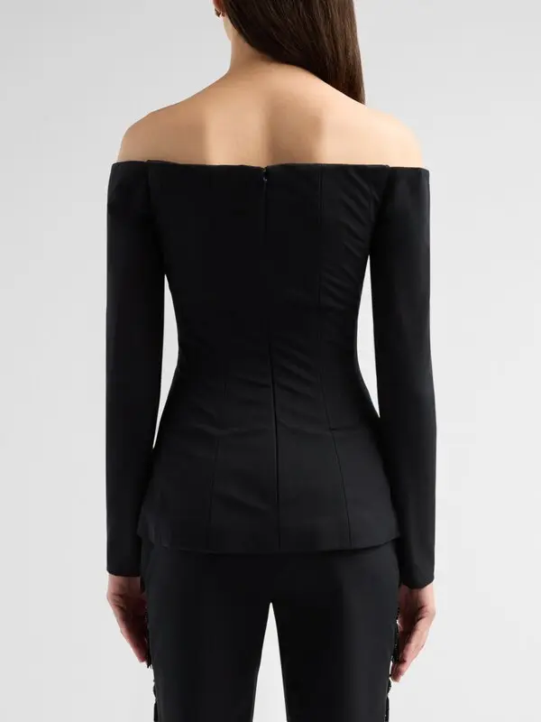 Lela Rose Off-the-shoulder Stretch Cotton Top