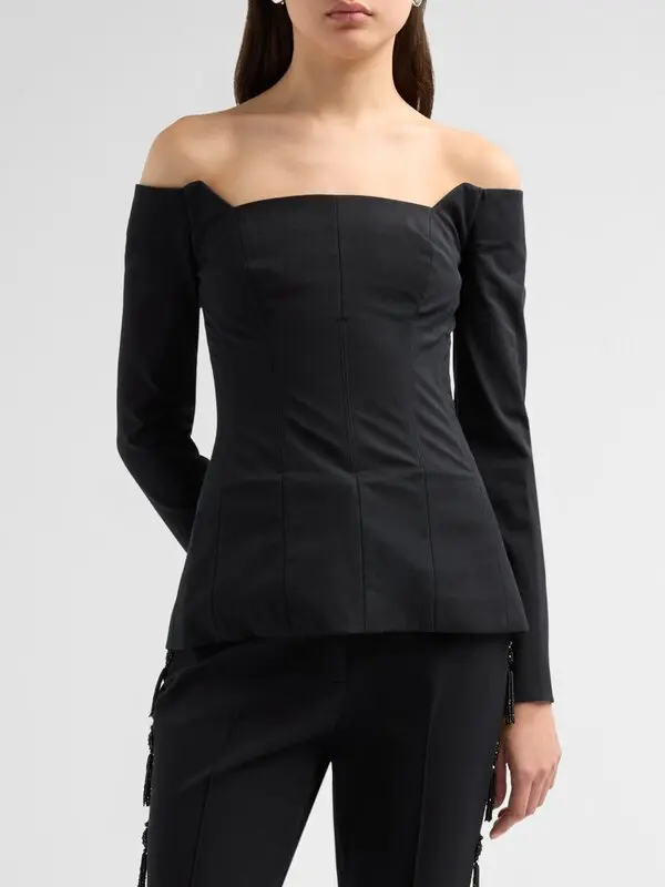 Lela Rose Off-the-shoulder Stretch Cotton Top