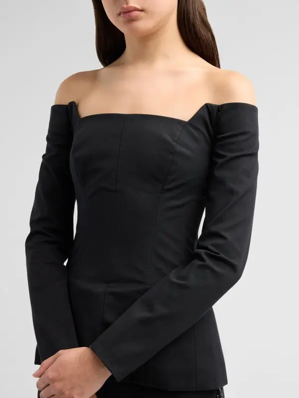 Lela Rose Off-the-shoulder Stretch Cotton Top