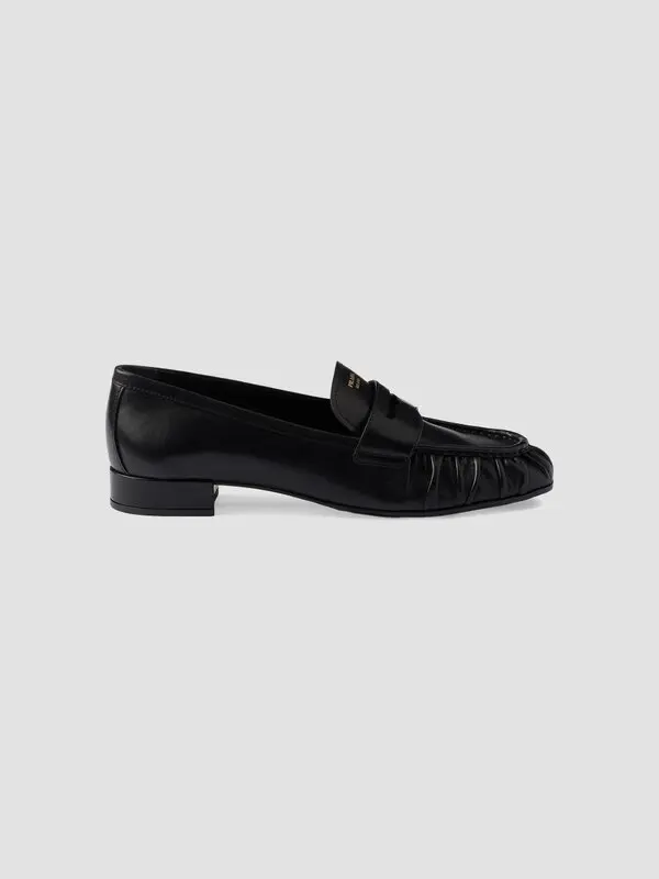 Prada S Leather Loafers - Black