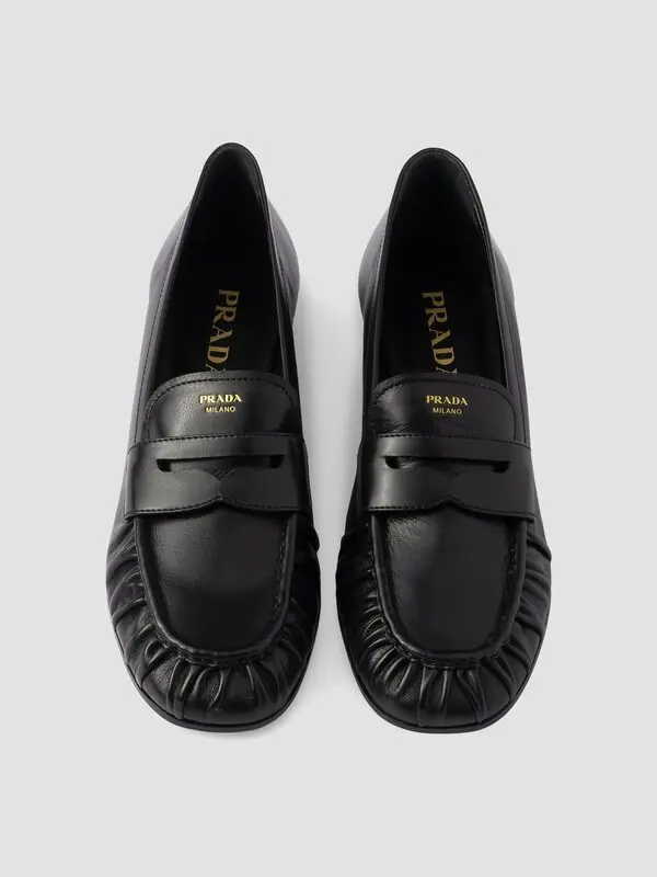 Prada S Leather Loafers - Black