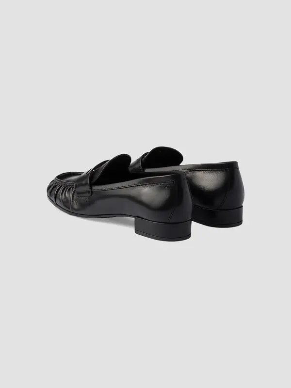 Prada S Leather Loafers - Black