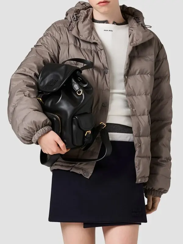 Miu Miu Technical Pongé Down Jacket - Grey