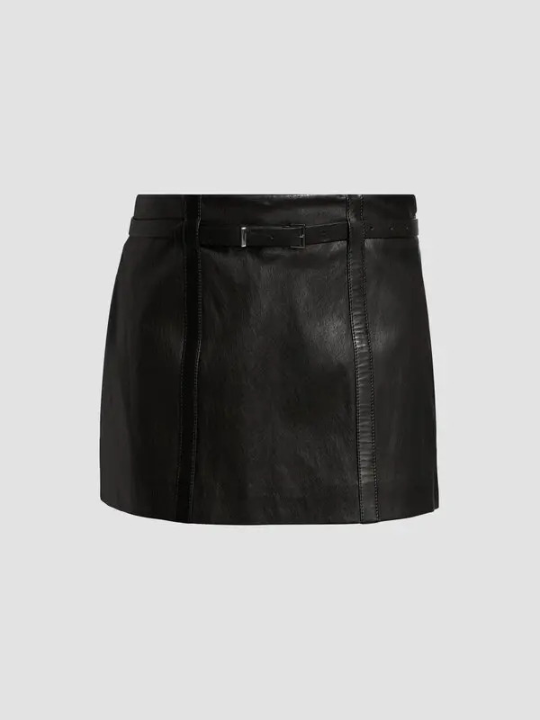 FRAME Leather Belted Miniskirt